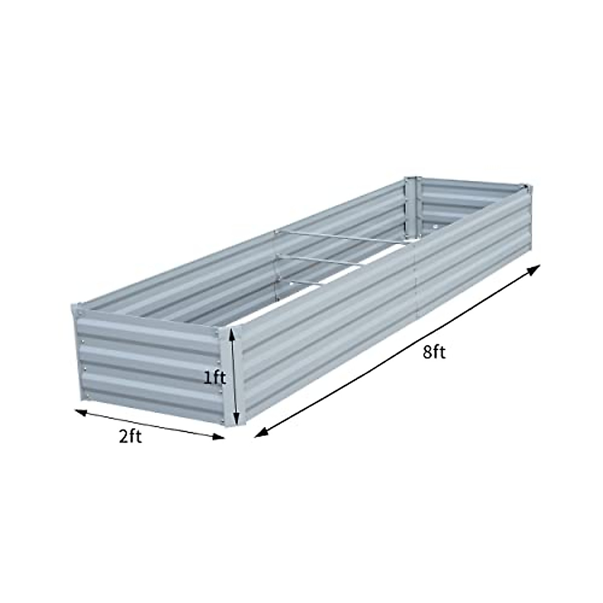 SONFILY Planter Raised Beds Raised Garden Bed for Gardening Garden Boxes Outdoor Metal Raised Garden Beds Galvanized Outdoor,8x2x1 Galvanized Grey