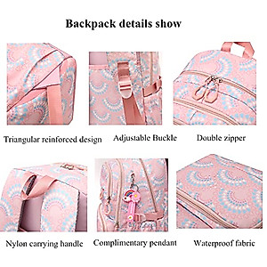 Mfikaryi Elementary School Backpack for Girls,Waterproof Student Bookbag with Lunch box and Pencil Case