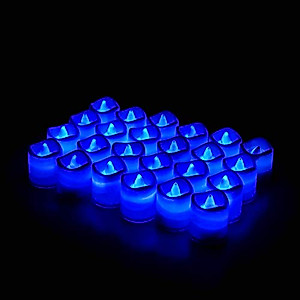 Rakumi LED Candles, Flameless LED Tea Lights, Battery Operated LED Votive Candles for Valentine's Day Wedding Birthday Party, 24 Packs (Blue)