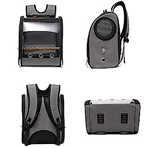 Bird Parrot Backpack Carrier Travel Bag with Perch Stand for Parakeets Cockatiels Conures Finches Lovebirds Small Medium Birds Cage Outside Airlines Airplane Plane Approved Car Lightweight Transparent