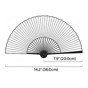 Bamboo Cat Printed Folding Fan, 7.9in Cotton Fabric Folded Fan with Simulated Crystal Pendant, for Women and Men (Color : Black, Size : 7.9")