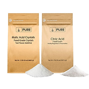 PURE ORIGINAL INGREDIENTS Malic Acid & Citric Acid Bundle, Food Grade, Tart Flavor