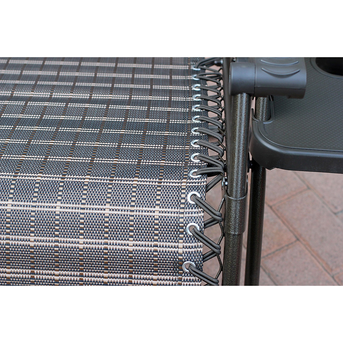 Oversized Zero Gravity Chair with Sunshade and Drink Tray - Black and Tan