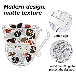 Stegodon White K Cup Holder, 50 Coffee Pod Holder, Large Capacity Kcups Pod Organizer for Coffee Bar Decor, Coffee Pod Storage Basket Accessories for Counter, Office
