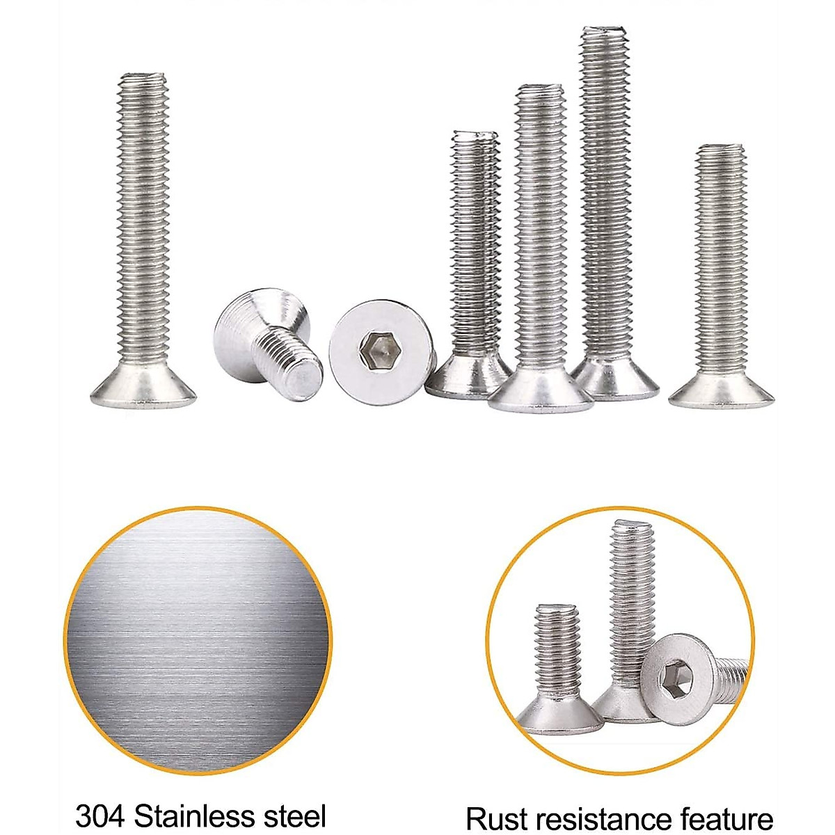 Guard4U 160Pcs #8-32 UNC 304-Stainless Steel Flat Head Countersunk Hex Socket Cap Bolts Screws Nuts Assortment Kit- #8-32x 1/4" 5/16" 3/8" 1/2" 5/8" 3/4" 7/8" 1"