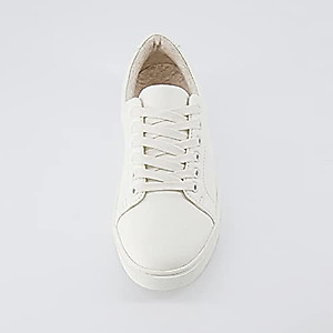 CUSHIONAIRE Women's Hashtag lace up Sneaker +Comfort Foam, Wide Widths Available, White 8.5 W