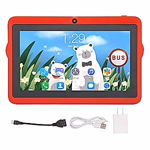 Kids Tablet, Android10 100‑240V Dual Camera 5G WiFi Dual Band Toddler Tablet with Home Stand (US Plug)