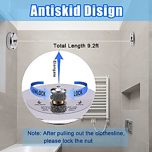 Little World Retractable Clothesline - 304 Stainless Steel Retractable Clothesline Indoor with Adjustable Nylon Rope, Wall Mounted Retractable Laundry Line, Laundry Accessories