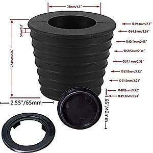 1Set Patio Umbrella Cone Umbrella Wedge Plug Fits Pole Diameter 1.5 Inch Umbrella Hole Ring and Cap Set for Patio Table Hole Opening (1, Black Black)