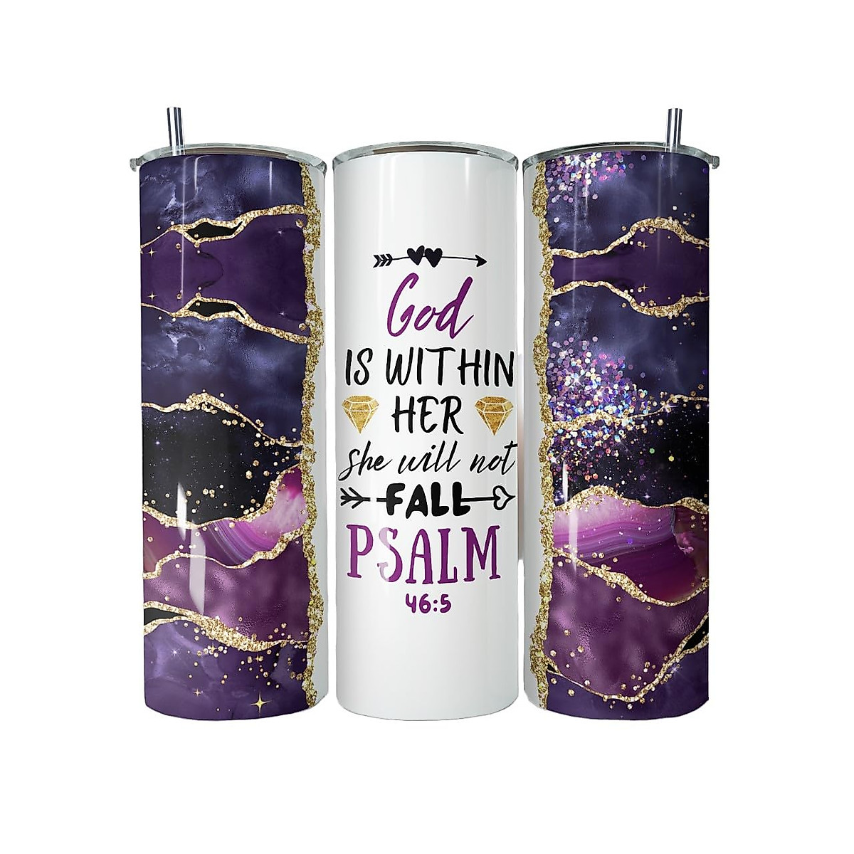 God is Within Her Psalm 46:5 Tumbler Sublimation Transfer, Ready to Press, 20 oz Straight Tumbler, Psalms Christian Transfer for Tumbler
