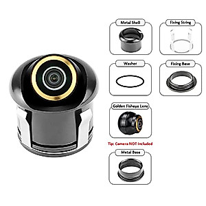 GreenYi AHD 720P Reverse Rear Cam Backup/Front/Side View Camera with Gold Rim + Hidden/Flush Mount Holder Shell