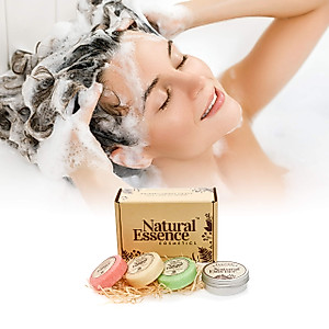 Shampoo Bars for Hair and Hair Conditioner Bar Set for All Hair Types Green Tea and Grapefruit 2 Shampoo Bars and 1 Grapefruit Conditioner Bar with 2 Tin Containers