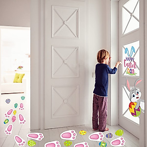 YOTNUS 110 Pcs Easter Bunny Footprint Stickers for Floor, Peel Without Leaving Traces, 14 PCS Rabbit Footprints, for Easter Decoration and Egg Hunting Games