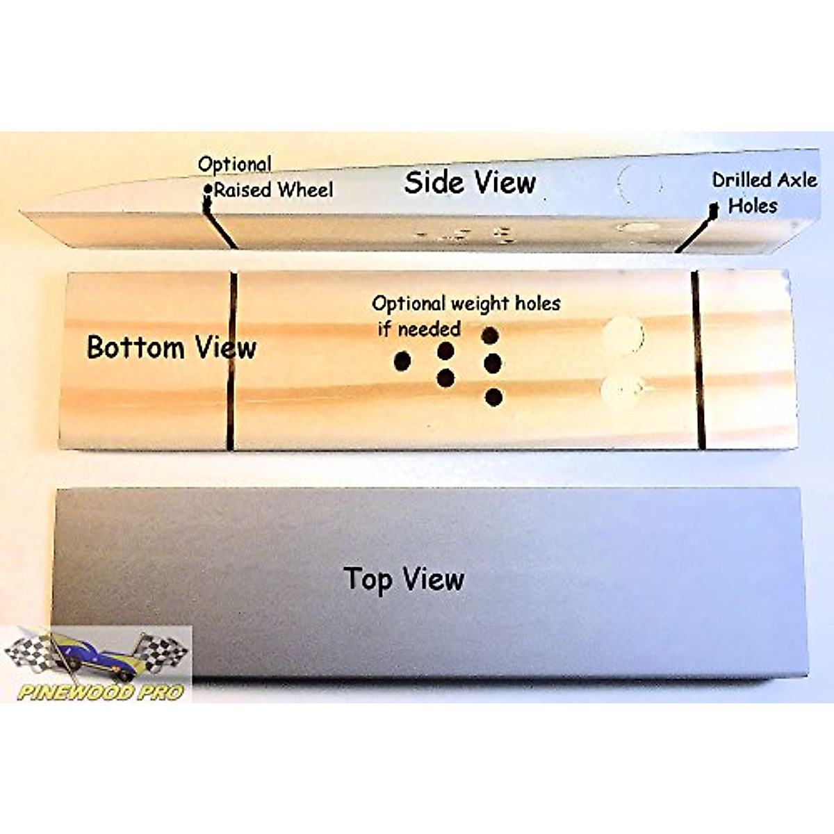 Pinewood Pro Pine Derby Complete Car Kit with PRO Graphite - Pre-Weighted, Pre-Drilled and Primed Ready for Paint -The Lazer