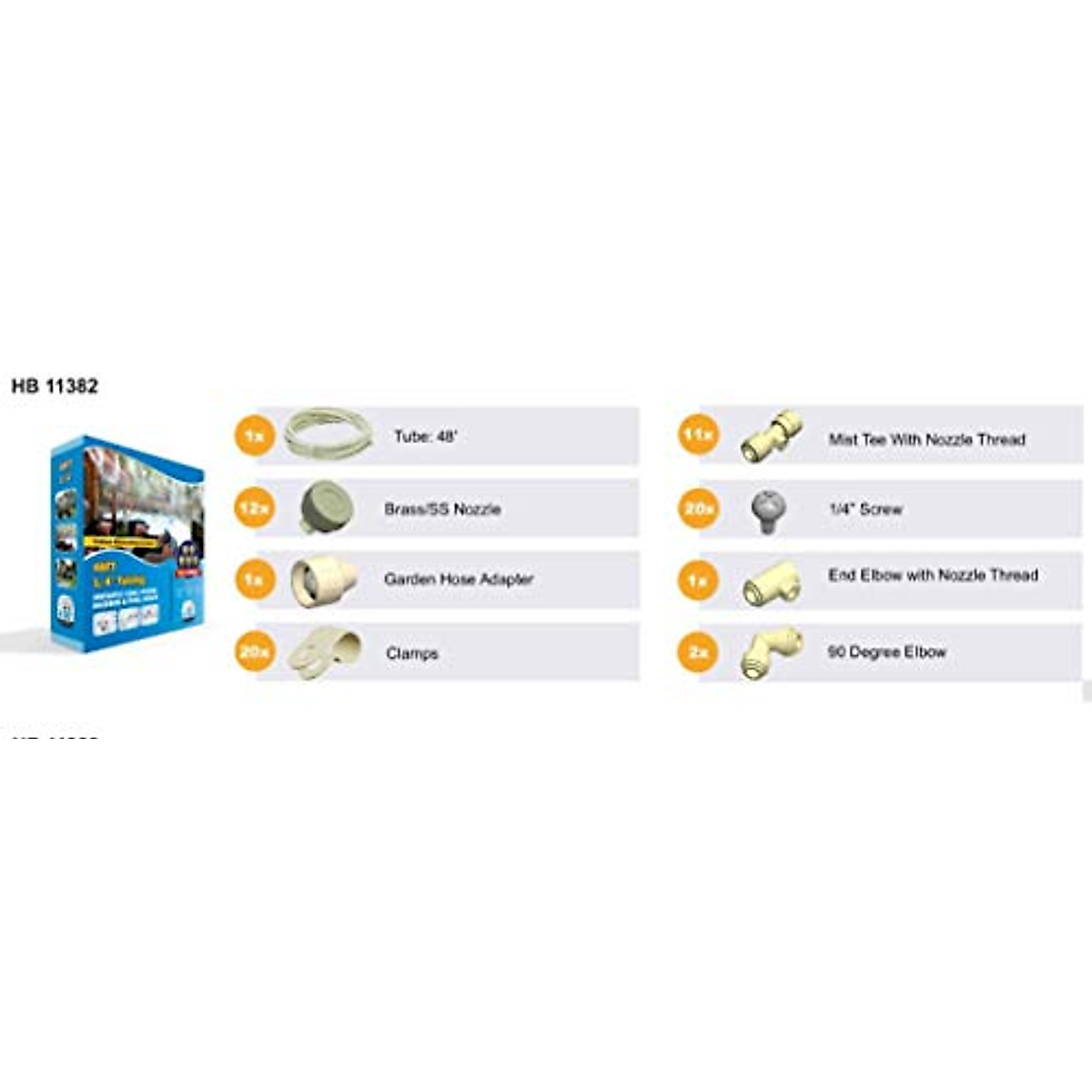 Hydrobreeze Pre-Assembled Misting System 48 Feet 1/4 in Beige Tubing - 12 Nozzles