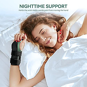 AGPTEK Wrist Brace, Wrist Support for Carpal Tunnel, Night Sleep Wrist Splint, Hand Brace for Arthritis, Sprains, Tendonitis and Joint Pain, Suitable for Right Hand, S：5.1-7.9in