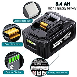 Simple Plus+ Replace for Makita 18V 8.4Ah LXT Lithium-ion Battery Real Capaticy MOLICELL INR-P42A Cell, Extra Long Runtime Compatible with Makita 18V LXT Power Tools and Chargers