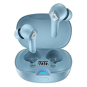 PHOINIKAS Wireless Earbuds, Q16 Bluetooth in Ear Headphones with Active Noise Cancelling Mic, Touch Control, IPX4 Waterproof Bluetooth 5.0 Stereo Music Earphones for Phone - Sierra Blue