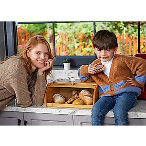 RoyalHouse Premium Bamboo Bread Box, Bread Storage And Organizer, Organizer For Kitchen Countertop, Assembly Required