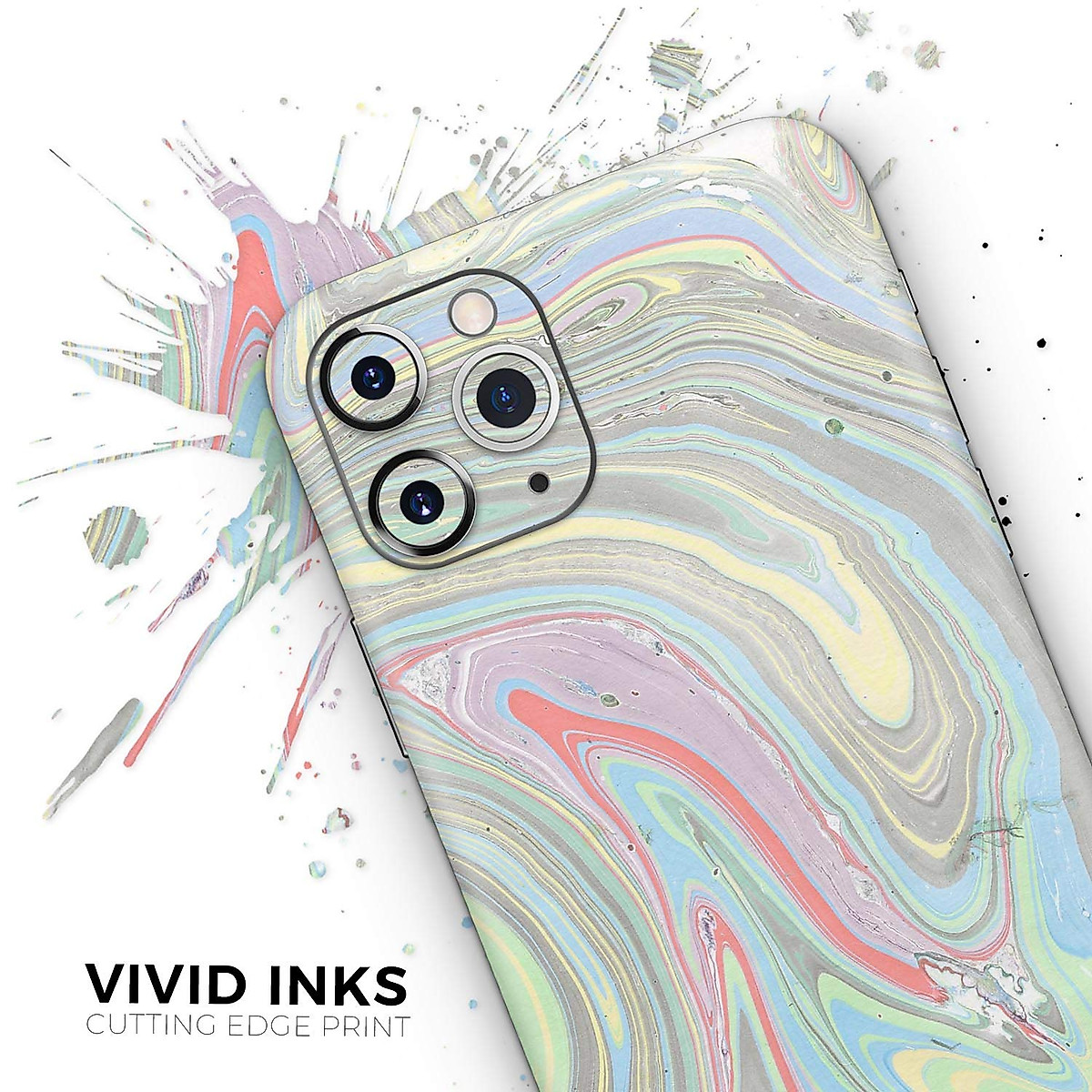 Design Skinz Marbleized Swirling Colors v2 - DesignSkinz Protective Vinyl Decal Wrap Skin Cover Compatible with The Apple iPhone 7 Plus (Full-Body, Screen Trim & Back Glass Skin)
