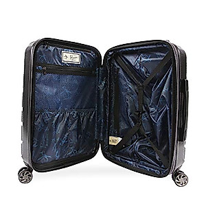 ORIGINAL PENGUIN Crimson 21" Hardside Carry-on Spinner Luggage, Telescoping Handles, Black, One Size