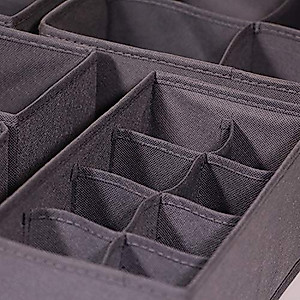 DIOMMELL 21 Pack Foldable Cloth Storage Box Closet Dresser Drawer Organizer Divider Fabric Baskets Bins Containers for Baby Clothes Underwear Bras Socks Lingerie Clothing,Dark Grey 24249