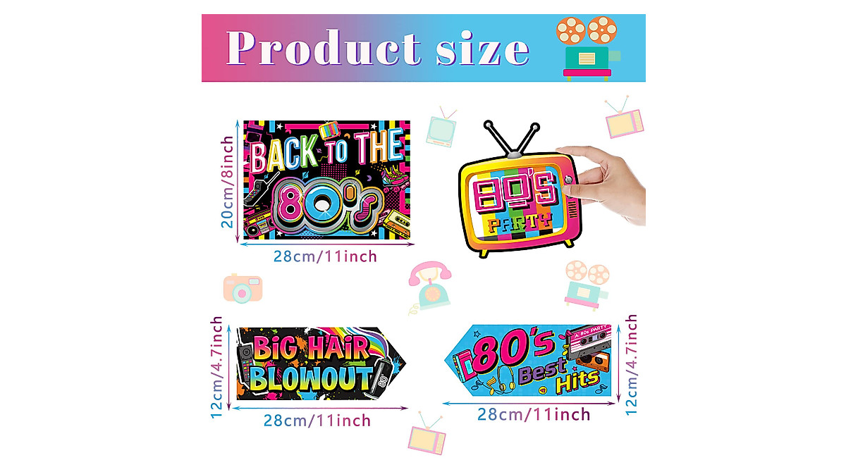 Retro 80's Party Props - 20 Fun Photo Booth Decorations
