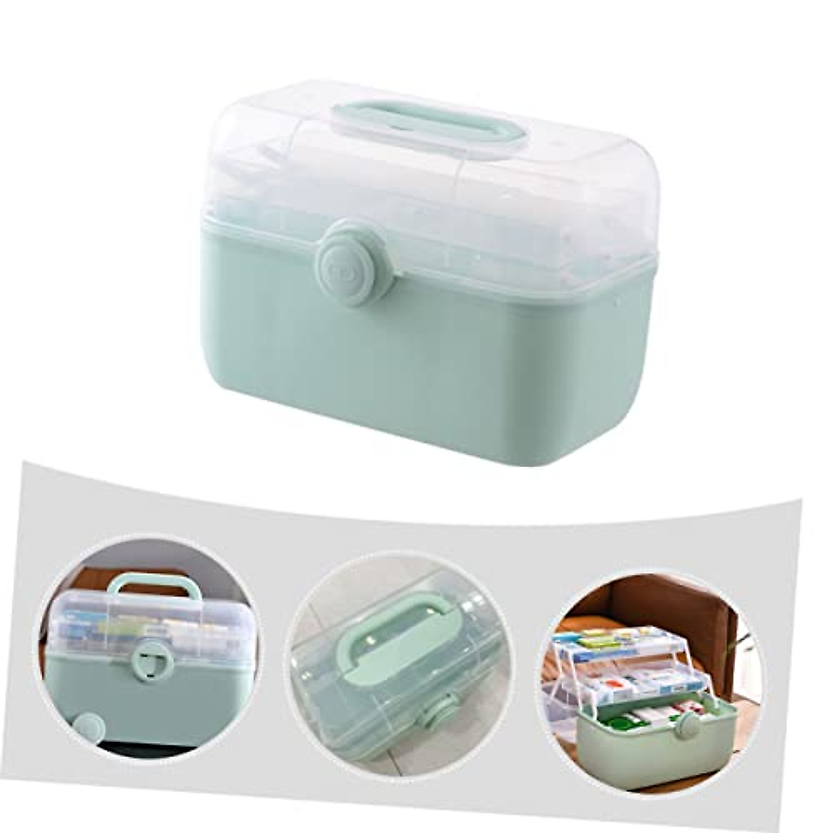 KICHOUSE Large Capacity Multi Medicine Organizer Box Lockable Storage Box for Family Use Home Medicine Box with Detachable Tray for Emergency Supplies