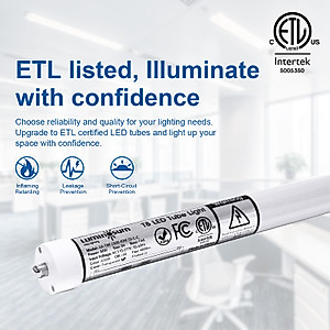 LUMINOSUM, T8 LED Tube Light 8 Feet 40W, Single Pin FA8 Base, Clear Cover, Cool White 6000k, Fluorescent Tube Replacement, ETL Certified, 20-Pack