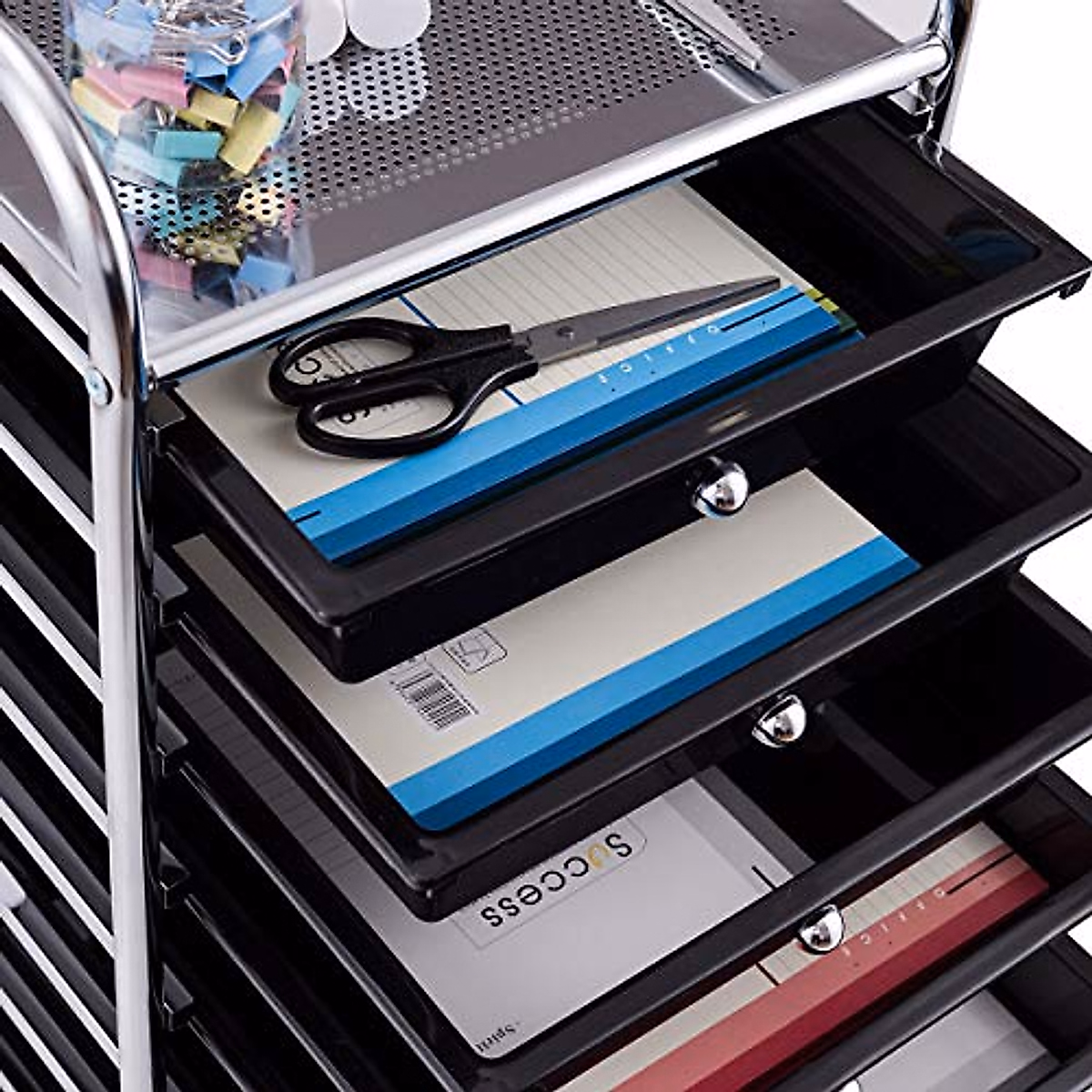 Giantex 10 Drawer Rolling Storage Cart Scrapbook Paper Office School Organizer (Black)