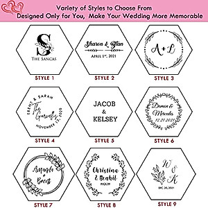 JFLL Personalized Clear Hexagon Wedding Ring Box，Engraved Romantic Wedding Jewelry Bearer Box, Engagement Proposal Ring Storage Gift, Modern Ring Dish，Custom Names & Date, Transparent