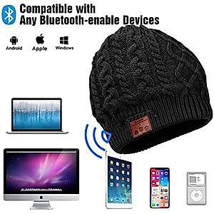 ZRUHIG Bluetooth Beanie,Stereo Knit Music Hat with Bluetooth V5.0 Wireless Hats Headphone Upgraded Unisex Knit Bluetooth Beanie Suitable for Outdoor Sports,Gift