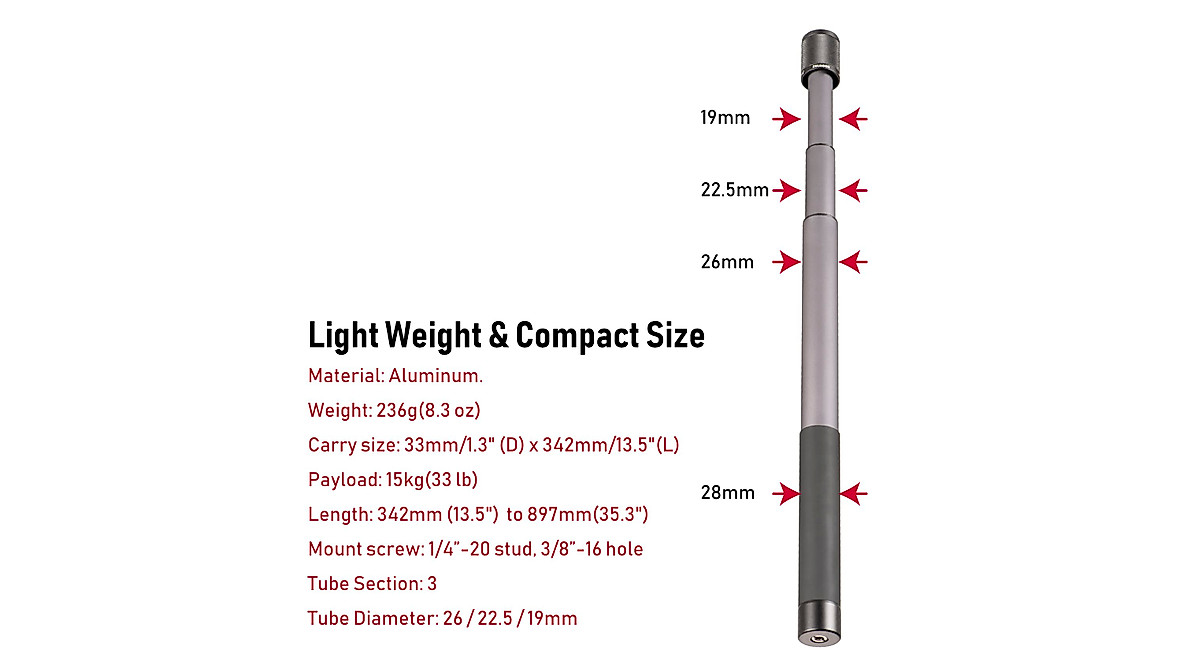 Zelnoox Gimbal Extension Pole - Lightweight & Durable