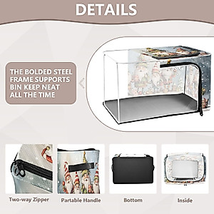 Qilmy Foldable Storage Boxes Cute Gnomes Large Double Opening Storage Bins with Zipper,Closet Organizers and Storage Cube Basket for Home, Office, Bedroom 261