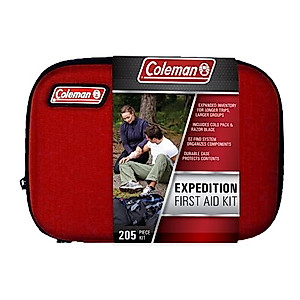 Coleman All Purpose Basic First Aid Kit for Minor Emergencies, a Light, Portable First aid kit with a Soft-Sided case - 205 Piece Red