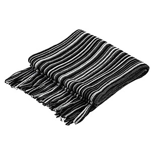 Glitzhome eUty Men's Scarf Cashmere Feel Soft Male Scarve Winter Warm Striped Long Thick Striped Neckerchief Ribbed Knit Tassel Muffler