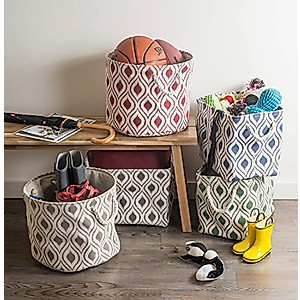 DII Polyester Container with Handles, Ikat Storage Bin, Medium, Mineral Gray