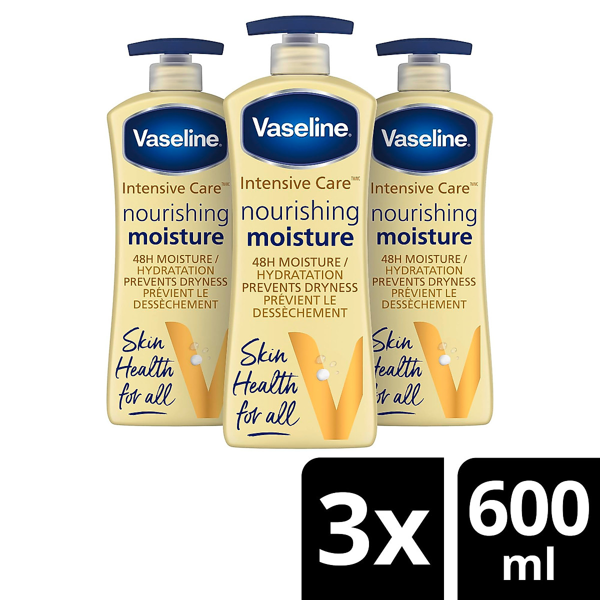 Vaseline Intensive Care Nourishing Moisture Body Lotion for Dry Skin, Made with Ultra-Hydrating Lipids + Pure Oat Extract for Nourished, Healthy-Looking Skin 20.3 oz, 3ct
