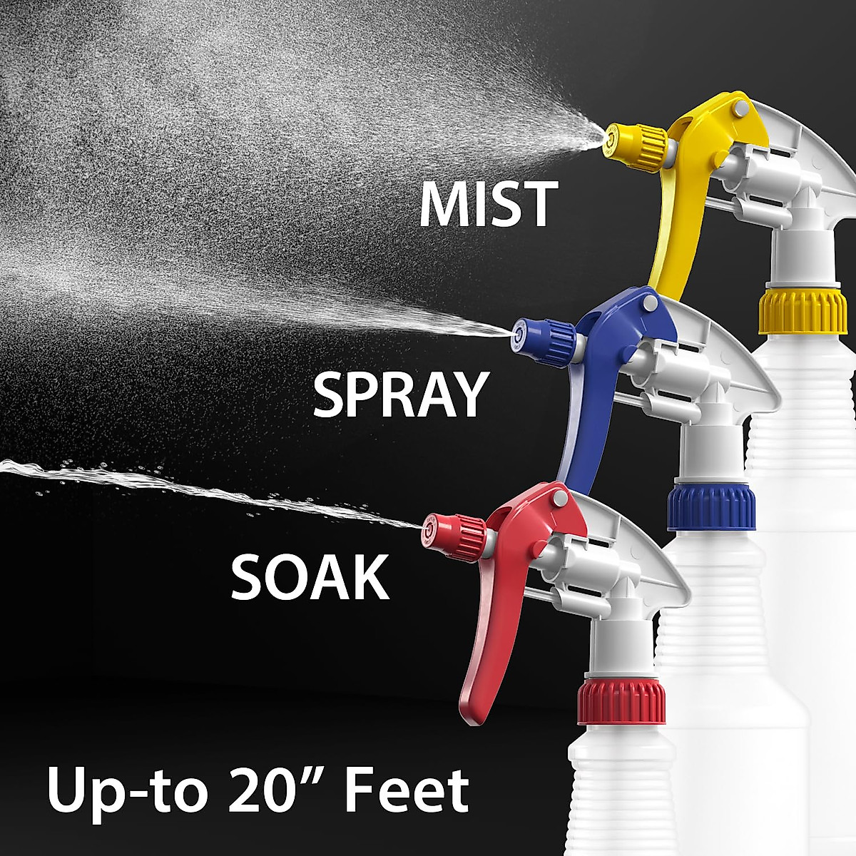 Bar5F Leakproof 5-Pack Heavy-Duty Chemical Resistant Nozzle Spray Heads Industrial and Household Window Cleaning Janitorial Supply Low-Fatique Trigger