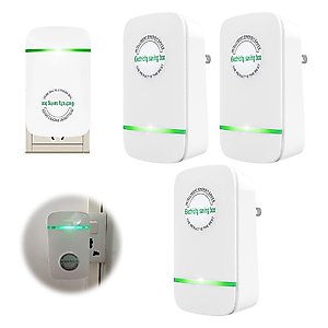 Tuoetp Pro Power Saver, Energy Saving Device, 3-Port Power Strip, Green, Plastic, 90V-250V, 30KW, US Plug, 3 PCS