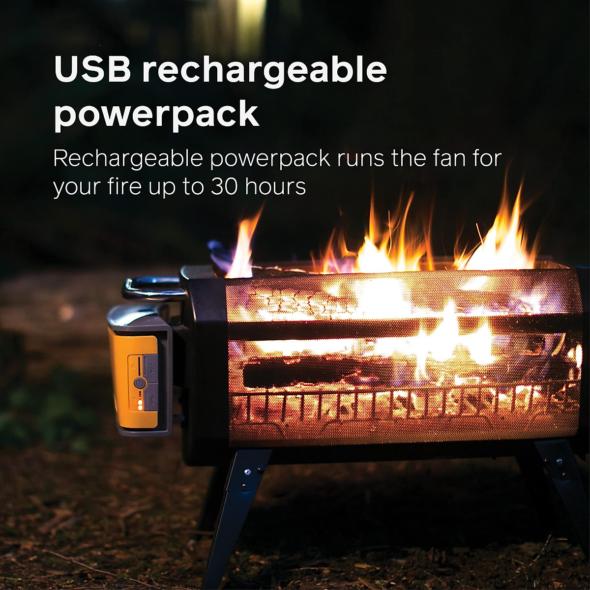 BioLite, FirePit, Smokeless Outdoor Wood and Charcoal Burning Fire Pit with Bluetooth, Rechargeable 12,800 mAh USB-A Out