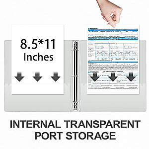 EYROZILL 1" Binder 3 Rings, Glitter Binder Holds 300 Sheets, Waterproof, 2 Pockets, Silver