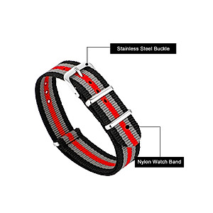 meekoo 10 Pieces Nylon Watch Strap Military Replacement Watch Band with Stainless Steel Buckle for Men and Women's Watch Band Replacing, 18 mm (Classic Colors)