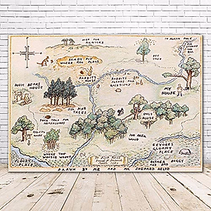 100 Acre Woods Bear Backdrop Baby Shower 7x5 Bear Background Happy Birthday Bear Home Map Backdrops for Kids One Year Old