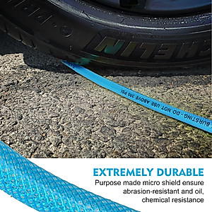 FYPower Air Compressor Hose 1/4 Inch x 50 Feet Reinforced Polyurethane (PU) Air Hose with Fittings, Bend Restrictors, 1/4" Industrial Quick Coupler and Plug Kit, Blue