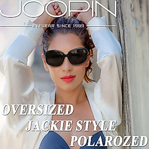 Joopin Oversized Rectangle Sunglasses Trendy Big Black Shades for Women Ladies Large Sun Glasses Polarized UV400 Jackie Shady Rays Sunnies