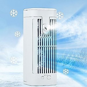 Mini Air Conditioner, Portable Automatic Remote Head Air Conditioner, 3-Speed With Automatic Head Shaking For Home Office Bedroom,Desktop Atmosphere (White)