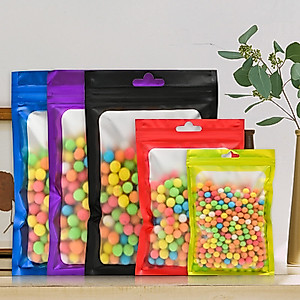 100 Pack Smell Proof Bags, Odorless Mylar Bags with clear Window Foil Pouch for Food Self Sealing Storage Supplies (Green, 3x4.7 inch)