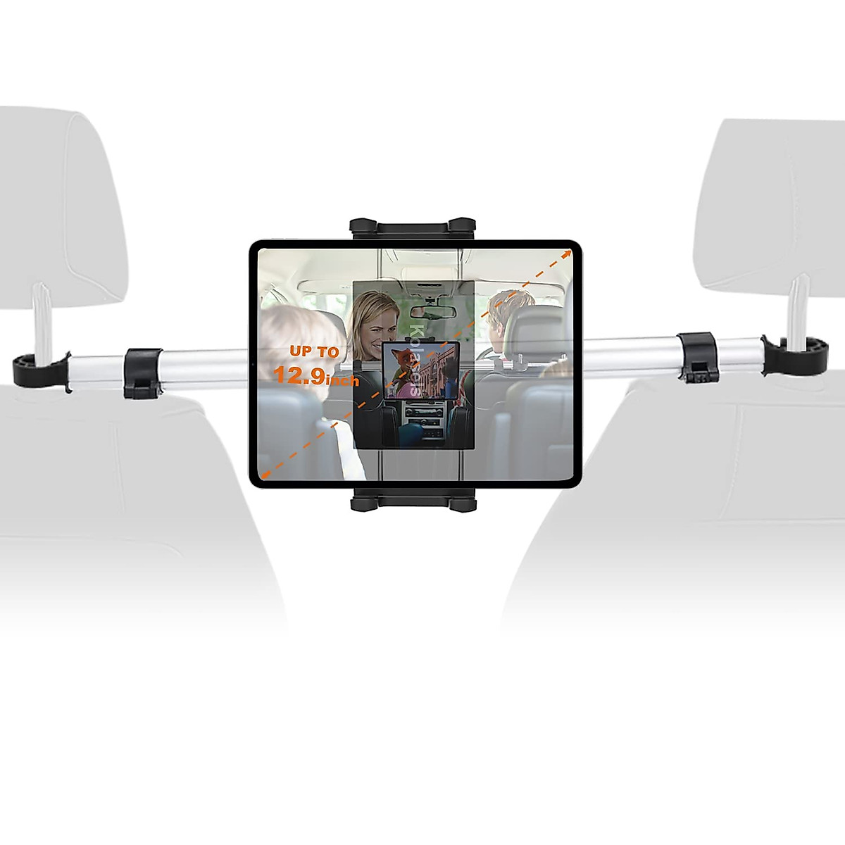 Kolasels Retractable Headrest Tablet Holder, Black, Compatible with iPad, iPhone, Samsung Galaxy Tab, and Other Devices