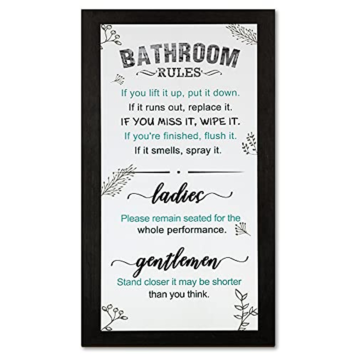 Jetec Bathroom Wall Decor Funny Bathroom Rules Sign Bathroom Rules Wall Decor for Kids Bathroom Rules Wall Plaque Rustic Wood Toilet Decoration Wall Art for Bathroom Decor, 13.8 x 7.9 x 0.2 Inches